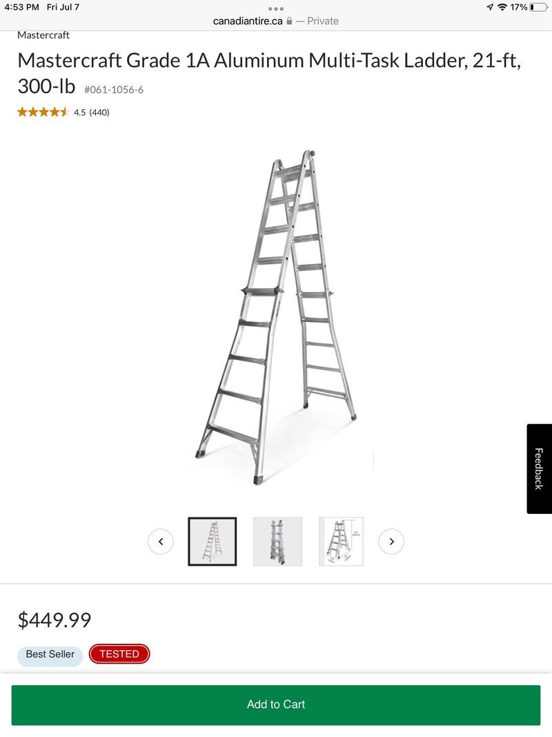 Mastercraft Grade 1A Aluminum Multi-Task Ladder, 21-ft, 300-lb ...