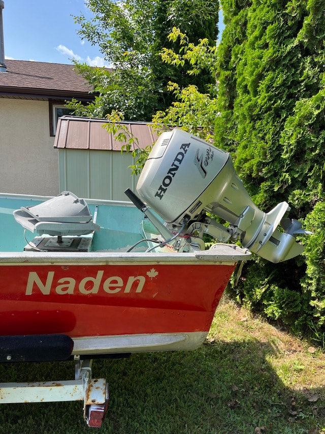 16’ Naden Boat & trailer, 25HP Honda 4 stroke motor/elect start ...