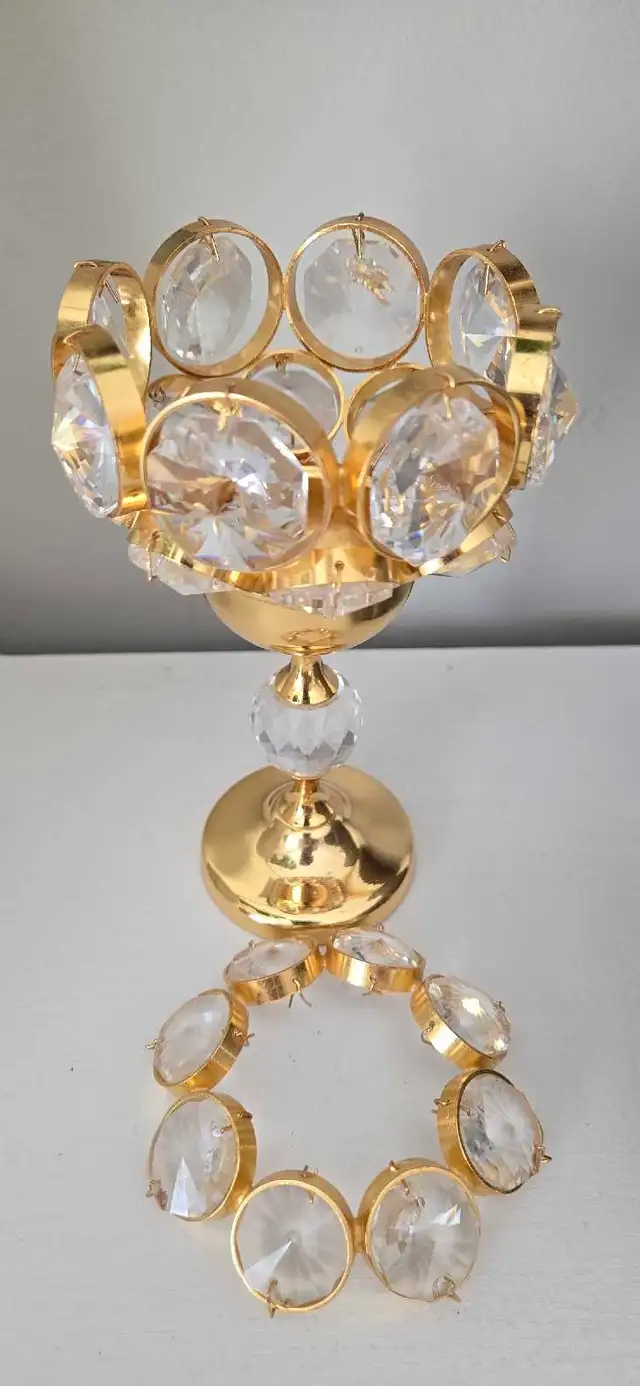 Gold Crystal Candle Holder / Centerpiece (8” Tall) | Home Décor ...