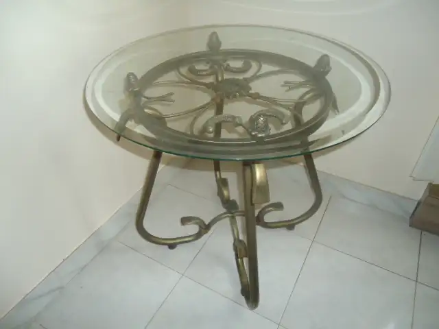 **ROUND TABLE BRASS BASE WITH GLASS TOP** | Other Tables | City of ...