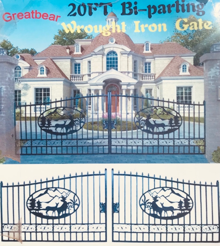 ELEGANT BI-PARTING WROUGHT IRON GATE — 20ft x 7ft | Decks & Fences ...