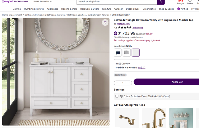 New 42” Bathroom Vanity + Matching Backsplash | Cabinets & Countertops ...