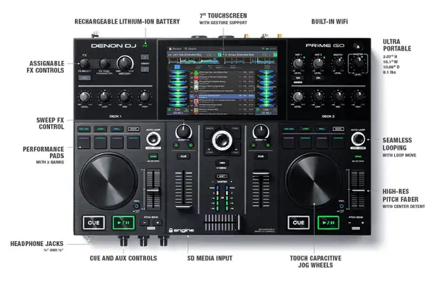 Denon Prime Go Rechargable Standalone Smart DJ Console, USB Play ...