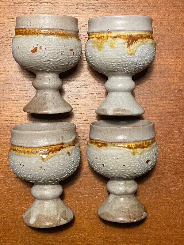 4 VERRES SUR PIED CÉRAMIQUE POTTERY VINTAGE RÉTRO MID CENTURY | Arts ...