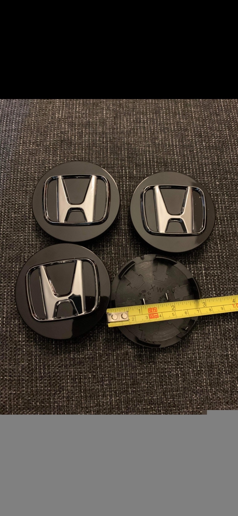 Black and chrome 69 mm Honda centre caps for rims | Tires & Rims ...