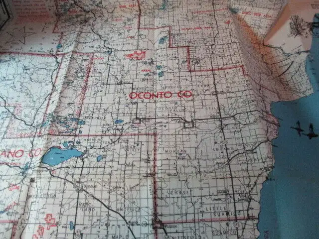 SPORTSMAN'S MAP OF WISCONSIN-SECTION 4-1950S-HYDROGRAPHIC MAP! | Arts ...