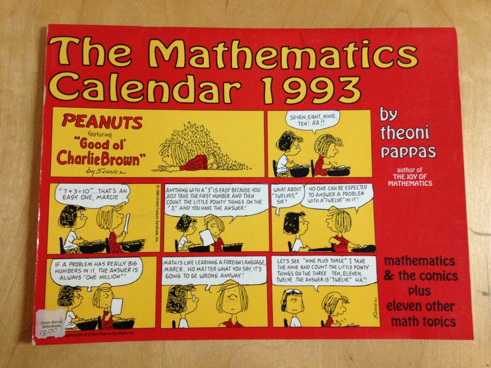 Vintage 1993 Mathematics Calendar Peanuts Charlie BRown Snoopy | Arts ...