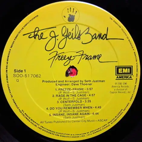 The J. Geils Band -- Freeze-Frame * DISQUE VINYLE /VINYL RECORd | CDs ...
