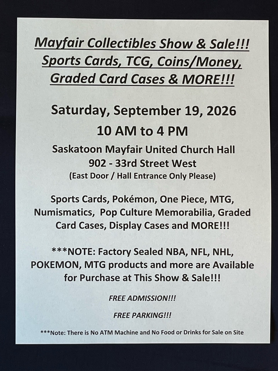 Mayfair Collectible Sports Cards, Pokemon & Coins Show & Sale | Arts ...