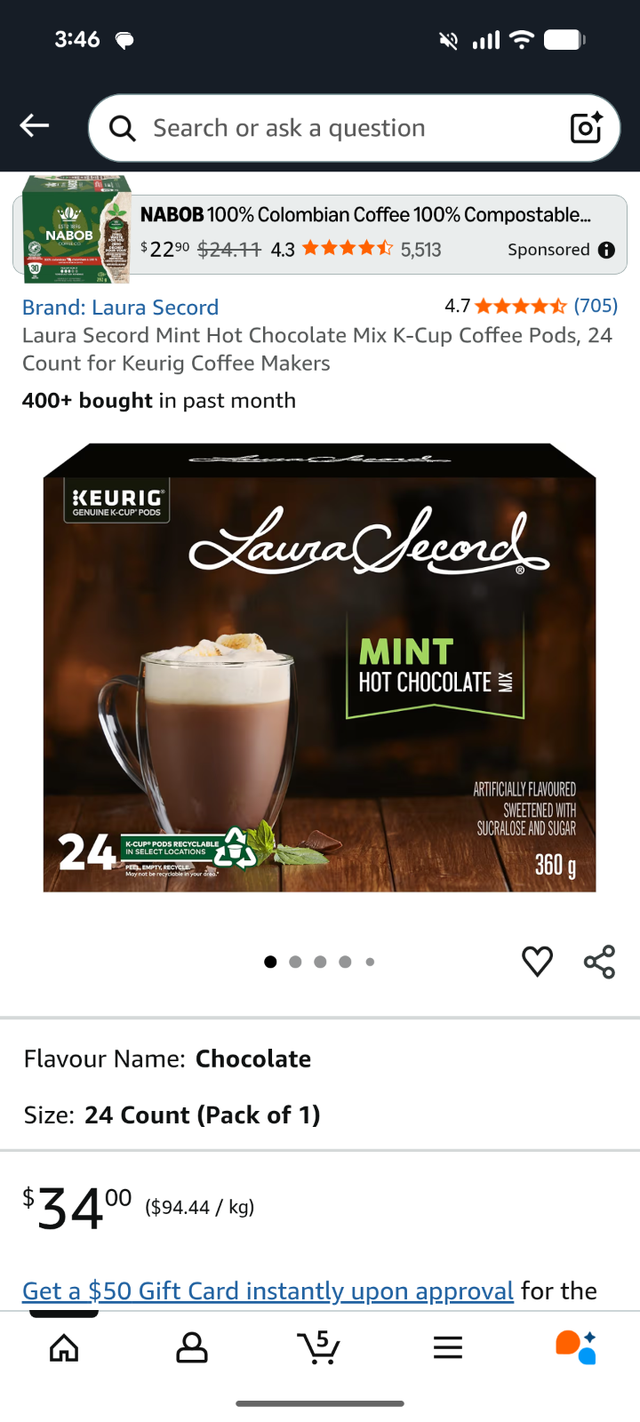 Laura Secord Mint Hot Chocolate Mix K-Cup Coffee Pods 24 Count ...