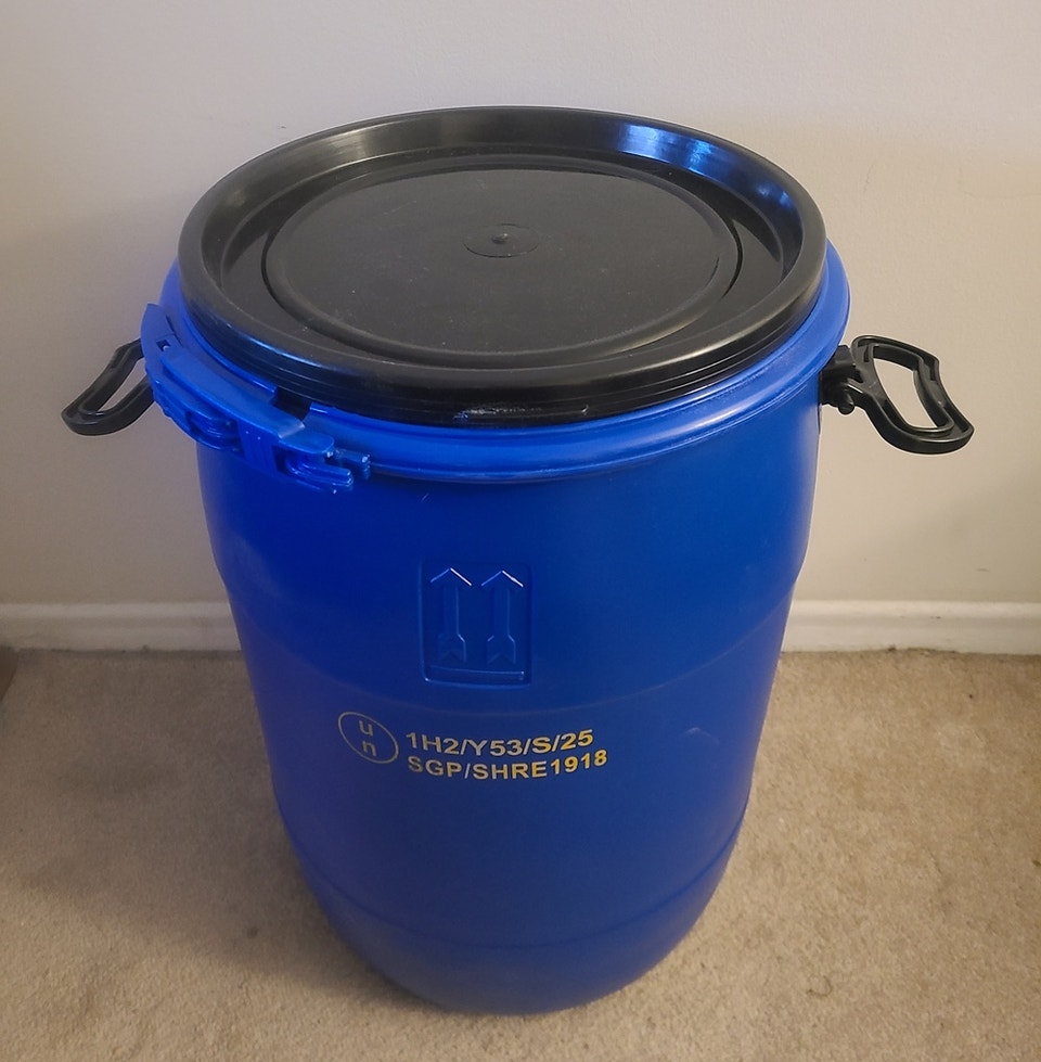 Plastic Storage Barrel Drum with Handles, Lid and Lock Ring | Outdoor ...