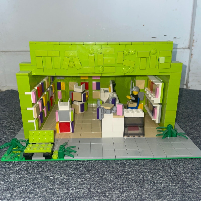 Lego Custom Build Shop, Light Green Bricks Comes With Baseplate ...