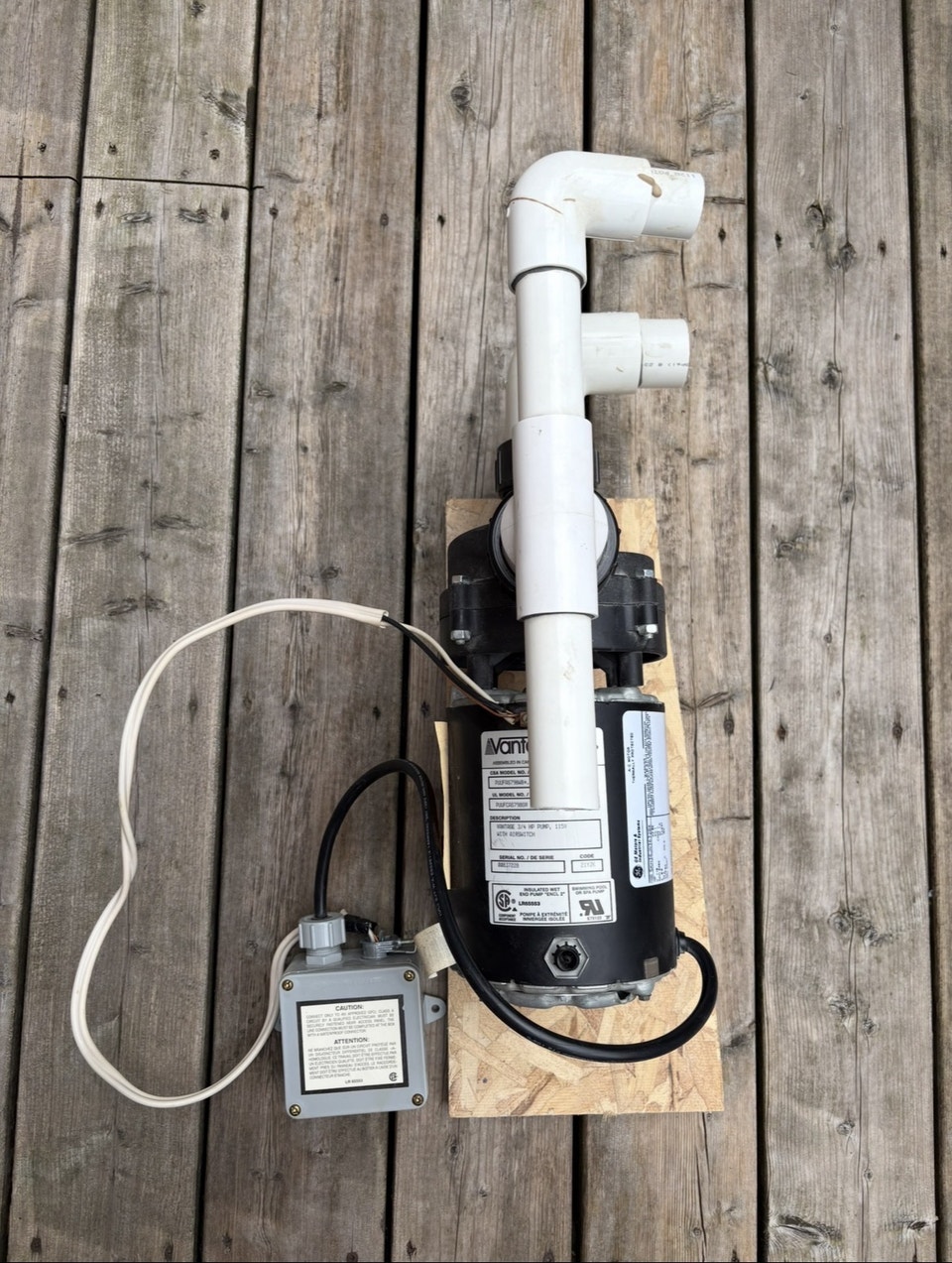 VANTAGE 3/4 HP pool / spa pump, 115V with air switch | Hot Tubs & Pools ...