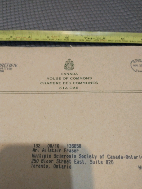 1993 envelope from House of Commons, Jean Chretien | Non-fiction | City ...