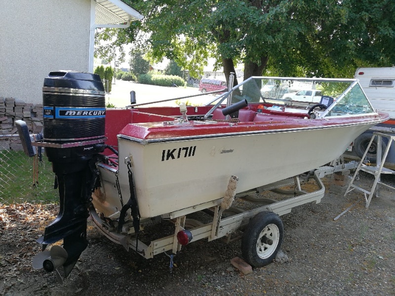16' grew with aluminum trailer,115 merc and kicker plate | Powerboats ...