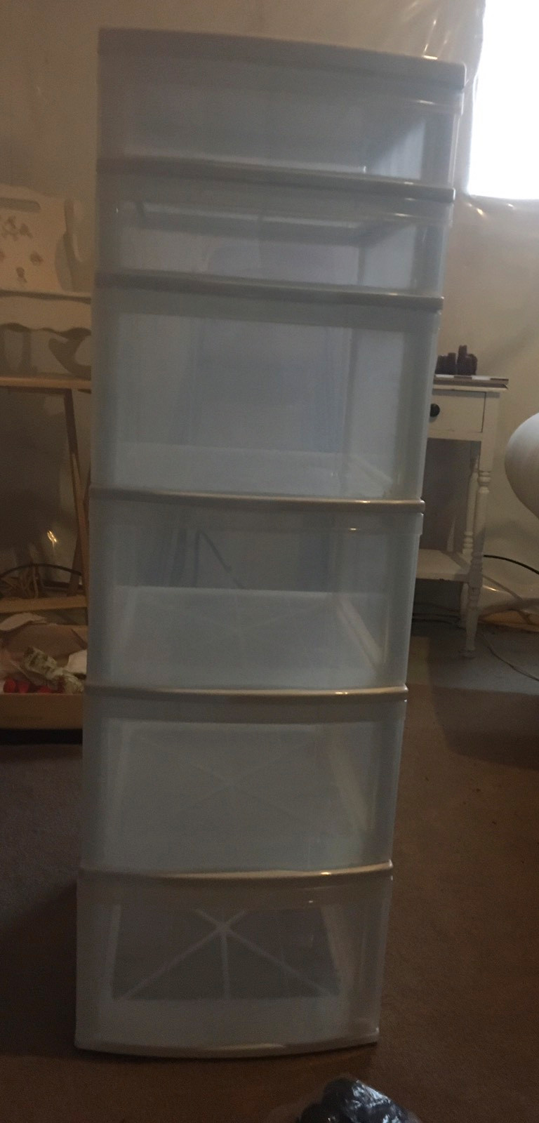 6 Drawer Plastic Storage Unit On Castors Pending Storage