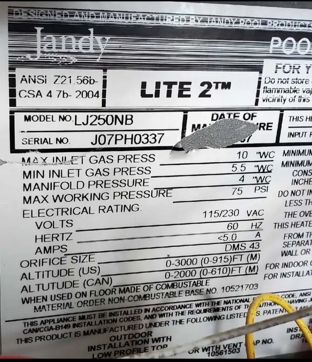 JANDY LITE 2 POOL HEATER 250 BTU^* | Hot Tubs & Pools | Markham / York ...