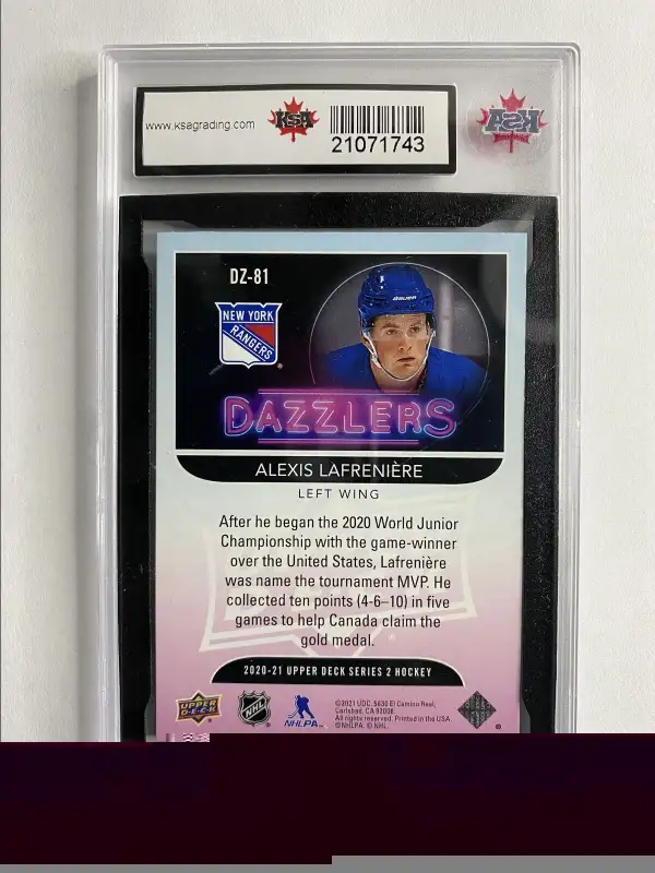 2020-21 UPPER DECK DAZZLERS ALEXIS LAFRENIERE ROOKIE KSA 10 | Arts ...