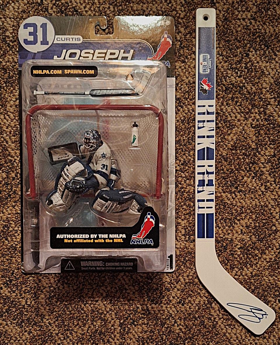 CURTIS JOSEPH NHLPA FIGURE & SIGNED MINI STICK | Arts & Collectibles ...