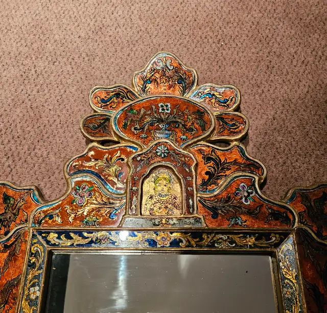 LARGE ANTIQUE PERUVIAN REVERSE PAINTING GLASS MIRROR | Home Décor ...