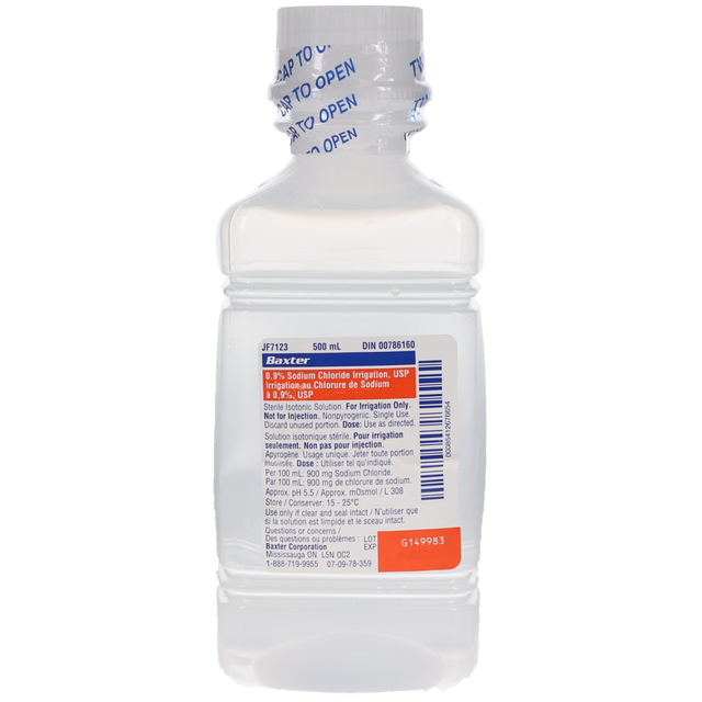 Normal Saline 0.9% Sodium Chloride For Irrigation Pour 500ML | Health ...