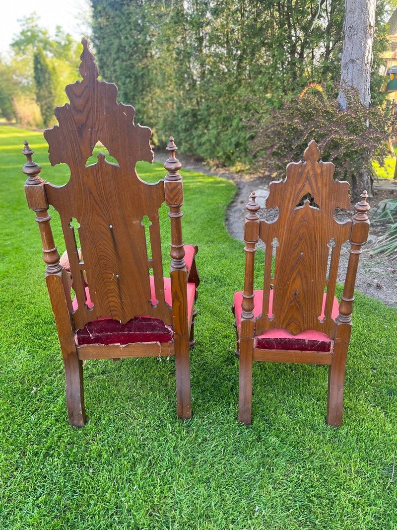 Antique/vintage 1880/90s Eastlake Masonic style throne chairs | Arts ...