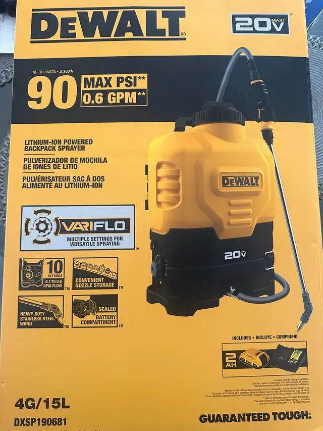 Dewalt 20v Max 4 Gallon 90 Max PSI Backpack Sprayer Kit | Power Tools ...