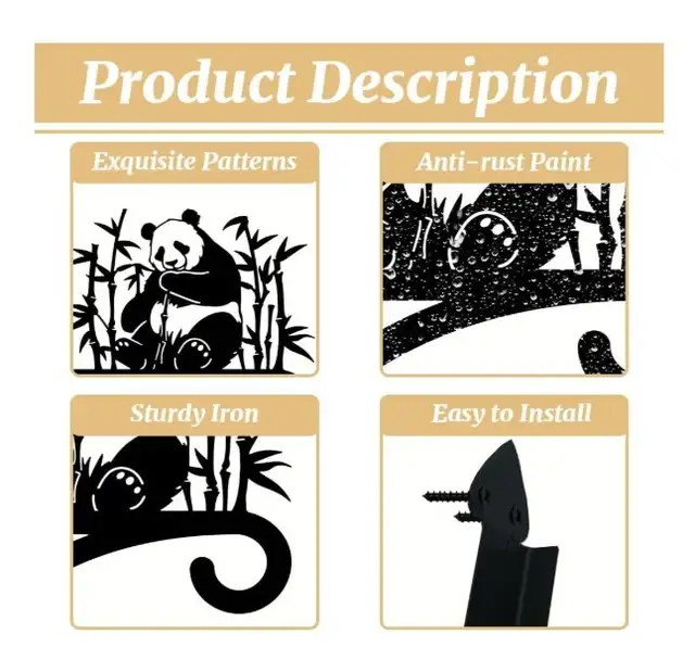 NEW-12" X 15" Weatherproof iron (Panda) plant/bird feeder hanger ...