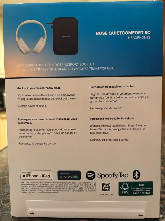 BOSE QuietComfort SC Noise Cancelling Headphones - White | Stereo ...