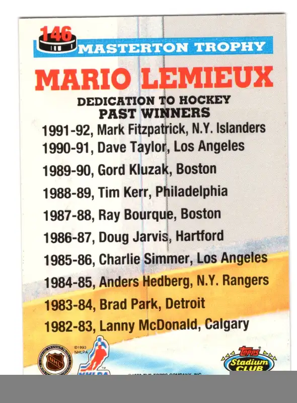1993-94 Stadium Club Members Only Parallel Mario Lemieux Limité | Arts & Collectibles | Thetford ...